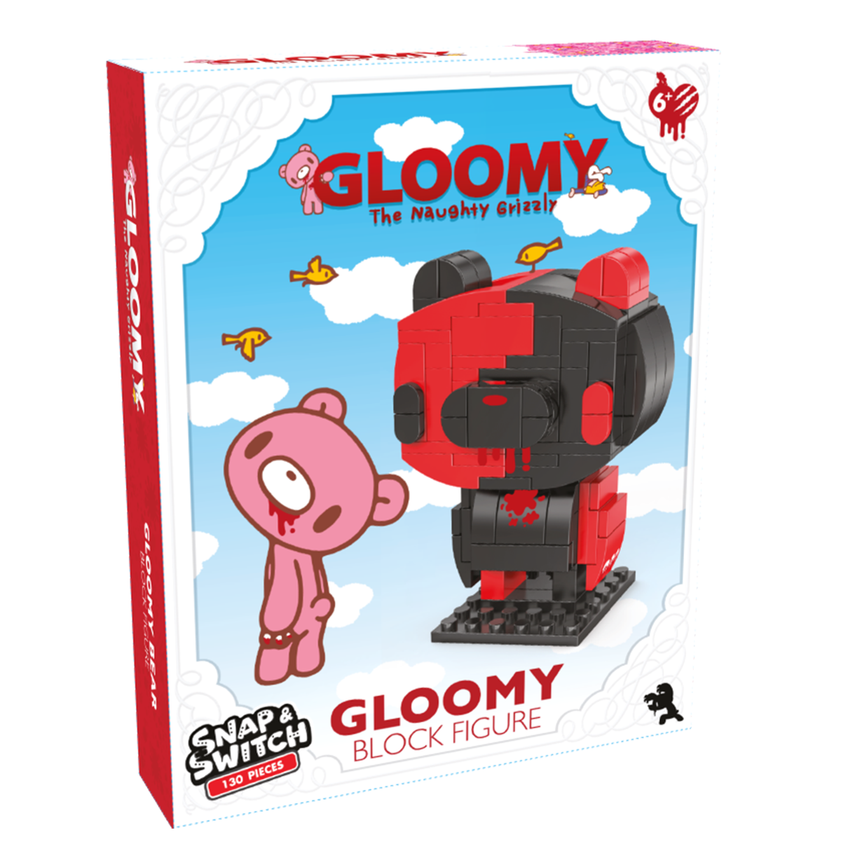 Gloomy The Naughty Grizzly Red and Black Block Figure Snap & Switch Se ...